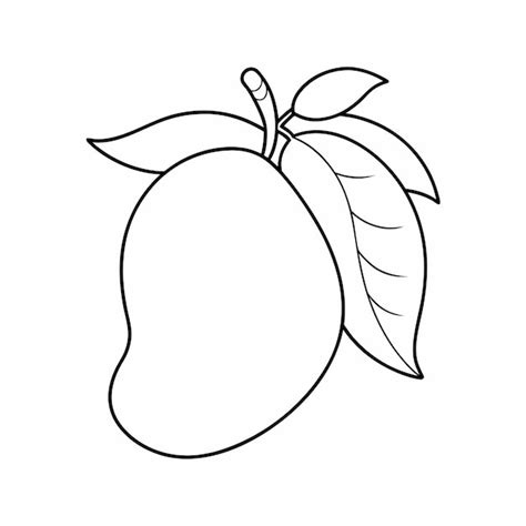 Libro Para Colorear Frutas De Mango Con Hojas Realistas Vector Premium