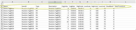 exporting and importing opc da logging configurations as excel