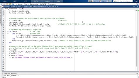 matlab program with the explicit method to price an american call