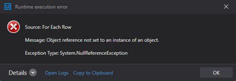 capture uipath runtime execution error during rpa execution help