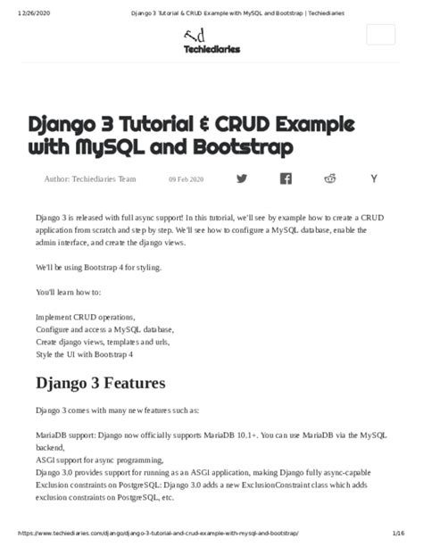 pdf django 3 tutorial and crud example with mysql and bootstrap
