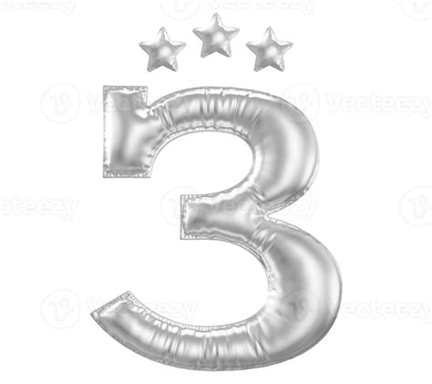 3 Anniversary Number Silver Balloon 36309217 Png