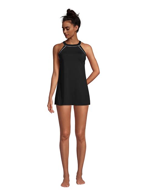 Lands End Womens Ddd Cup Chlorine Resistant High Neck Swim Dress One