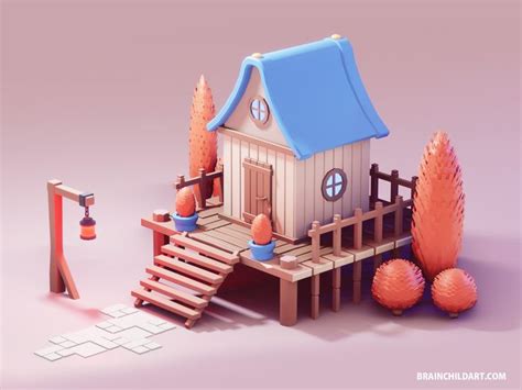 Low Poly Hut In Blender 2 90 3d Game Asset In 2021 Game Assets Low