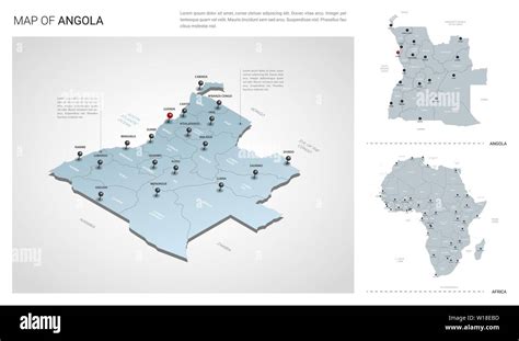 Vector Conjunto De Angola País Mapa 3d Isométrica Angola Mapa Mapa