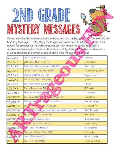 Mystery Message 2nd Grade Math Common Core Worksheets Library