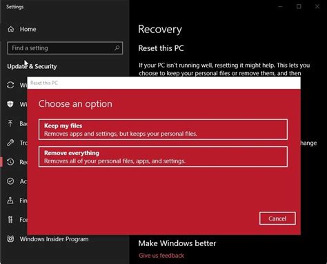 how to reset your windows 10 pc and keep your files