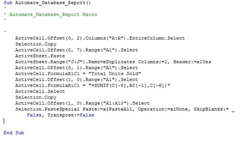 automate database reports with record macro function in