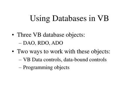 ppt visual basic database access powerpoint presentation