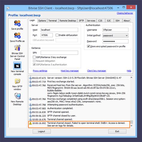 configuring the ssh server for sftp and scp access bitvise