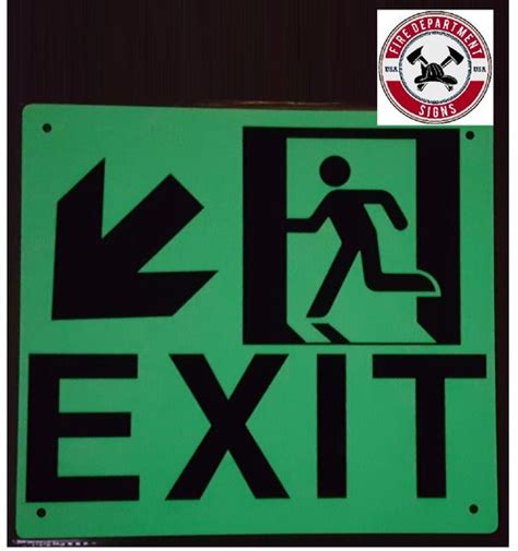 Exit Sign Glowing In The Dark Aluminum Photoluminescent Sign Hpd