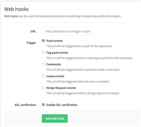 web hooks · web hooks · help · gitlab