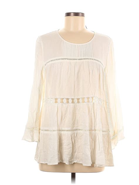 Maeve 100 Rayon Ivory Long Sleeve Blouse Size M 70 Off Thredup