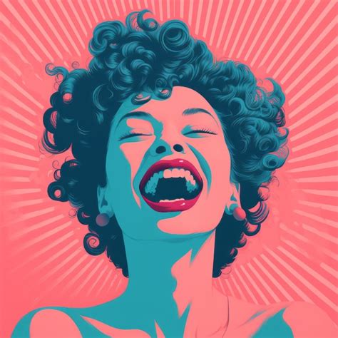 Premium Photo A Woman With Curly Hair Is Laughing With Her Mouth Open