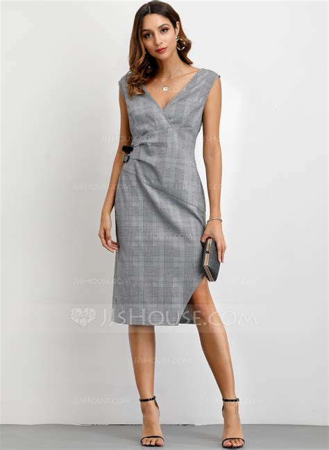 Corte A Decote V Coquetel Algodão Vestido De Cocktail 016208428