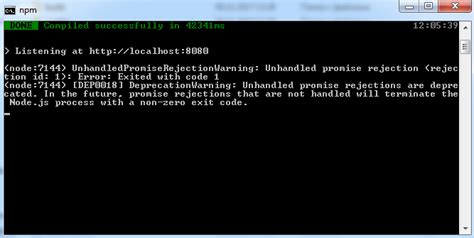 Не запускается сервер node js localhost 8080 stack