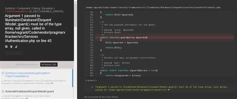argument 1 passed to illuminate database eloquent model guard must
