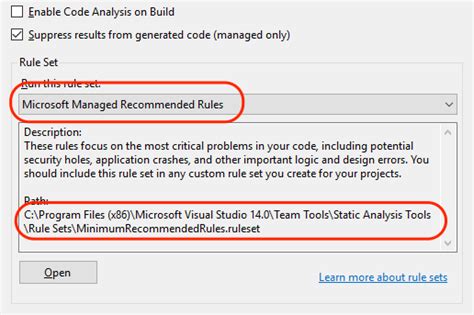 c vs2015 warning msb3884 could not find rule set file stack overflow