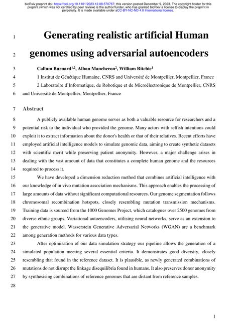 pdf generating realistic artificial human genomes using adversarial
