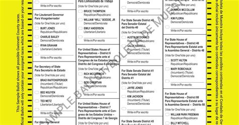 Gwinnett County 2022 General Election Sample Ballot In English And