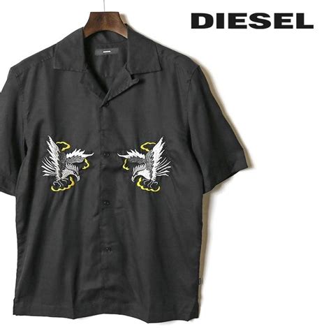 ディーゼル Diesel 半袖シャツ メンズ 刺繍装飾 エンブロイダリー カジュアルシャツ S Eagle Short Die M T B8