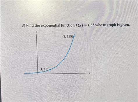 Solved 3 Find The Exponential Function F X Cbx Whose Graph