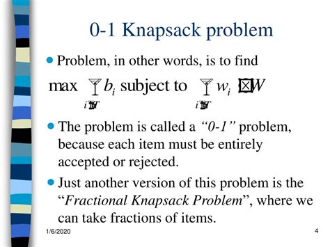 ppt itcs 6114 dynamic programming 0 1 knapsack problem powerpoint