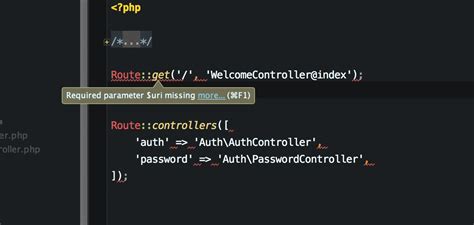 laravel how to fix require missing parameter error in phpstorm