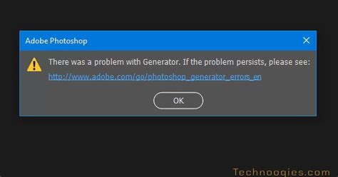 photoshop error there was a problem with generator when launching