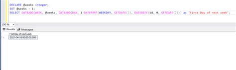 sql query to get first and last day of a week in a database geeksforgeeks