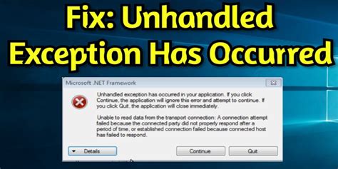 how to fix unhandled exception error in windows 10 itechbrand