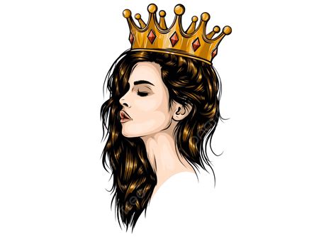 تتوج الفتاة ذات الشعر الطويل ناقلات الفن للطباعة المتجه تسريحه شعر