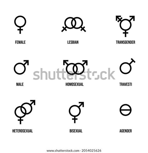Set Gender Sign Sexual Orientation Icons Stock Vector Royalty Free