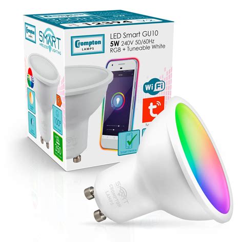 Crompton Lamps Led Smart Wifi Gu10 Bulb 5w Dimmable Rgb And Tuneable