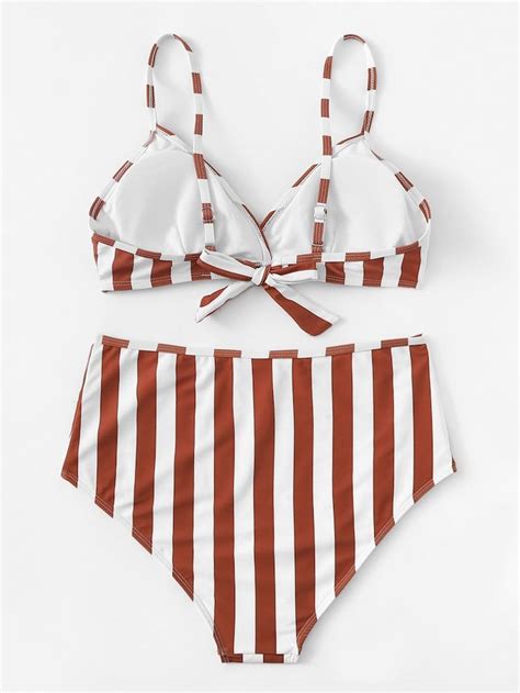 Random Striped Top With High Waisted Bikini Set Bikini Set High Waist