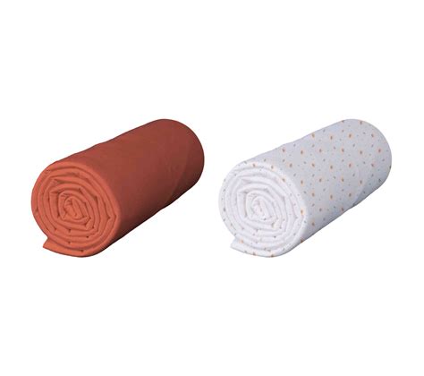 Lot De 2 Draps Housses Bébé En Jersey Bio Orange Poterie Imprimé Renard