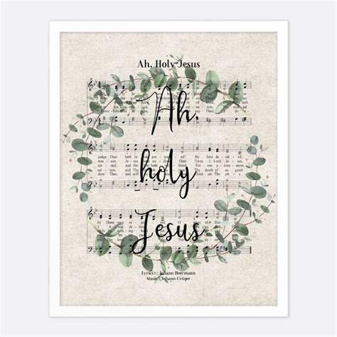 Ah Holy Jesus Vintage Hymn Wall Art Print Biblical Sheet Music Etsy