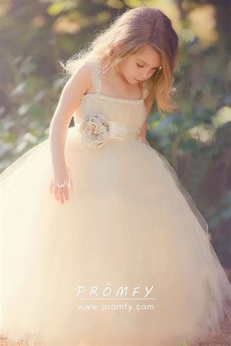 Ball Gown Champagne Tulle Flower Girl Dress Promfy
