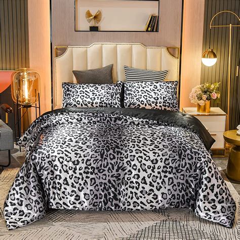A Nice Night Leopard Printedsatin Silky Soft Quilt Sexy Luxury Super