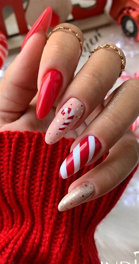 50 Fab Christmas Nail Designs And Ideas Red Candy Cane Pink Nails