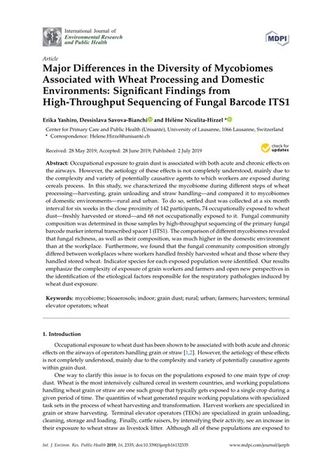 Pdf Major Differences In The Diversity Of Mycobiomes Associated With