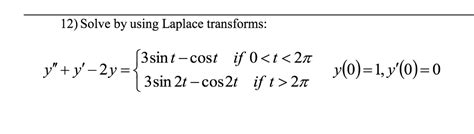solved solve by using laplace transforms y y 2y {