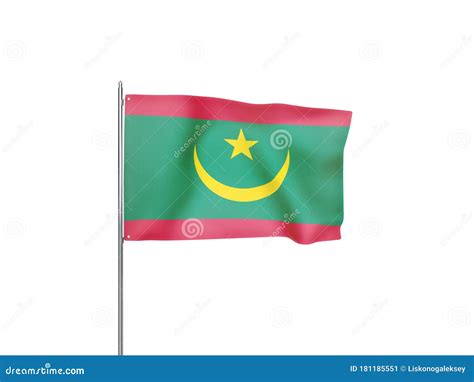 Mauritania Flag Waving White Background 3d Illustration Stock