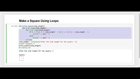100 days python loop challenge day 15 make a square using loops in