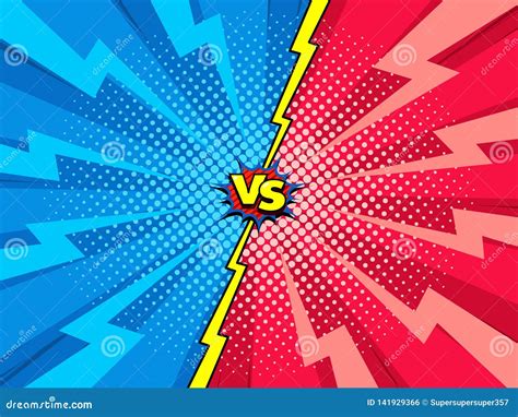 Versus Comic Book Template Background Superhero Battle Intro Stock
