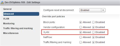limiting the dvuplink vlan range on a vsphere distributed switch vds