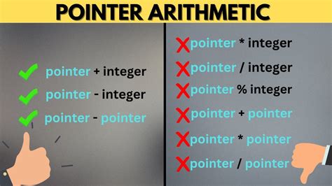 know about all valid pointer arithmetic operations complete c