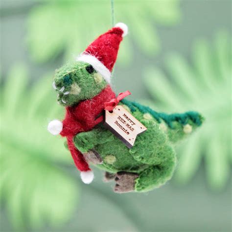 Personalised Felt T Rex Dinosaur Christmas Decoration By Postbox Party