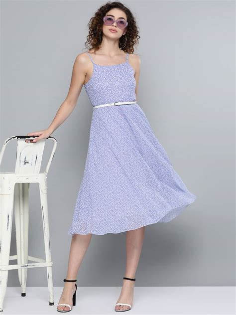 Lavender Ditsy Floral Strappy Belted Midi Dress Sassafras 3222907