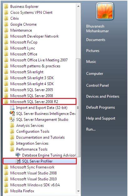 trace database transaction using sql profiler